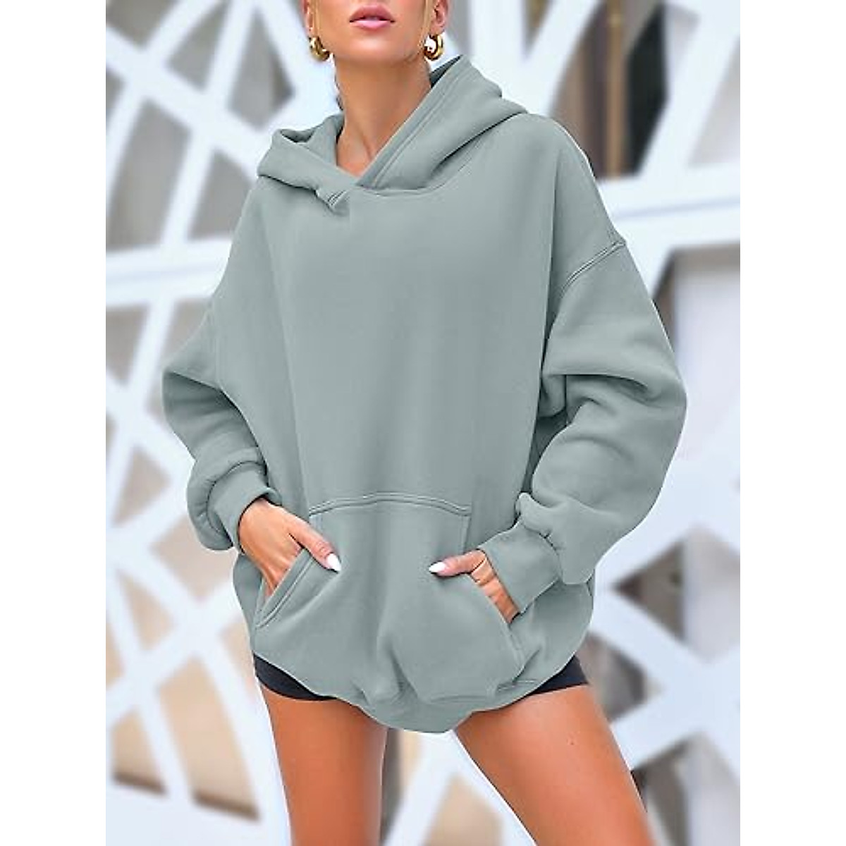 Trendy Queen Hoodies for Women Oversized Sweatshirts Cute Fleece Long Sleeve Sweaters Loose Casual Pullover Fall Outfits Winter Y2k Fashion Teen Girls 2023 Light Green