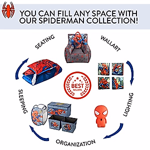 "Idea Nuova Marvel Spiderman Pop Up Hamper with Durable Carry Handles, 21"" H x 13.5"" W X 13.5"" L", red