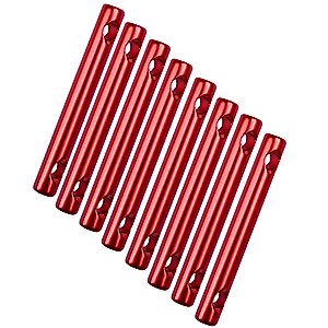 lasenersm 8 Pieces Cord Adjuster Rope Adjuster Tent Tensioners Guyline Cord Adjuster Aluminum Alloy Wind Rope Buckle 2 Hole Rope Guyline Adjuster for Tent Camping Hiking(Red, Medium)