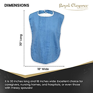 Elaine Karen 3 Pack Premium Adult Bibs - bibs for adults Men, Women; Eating Cloth for Elderly Seniors and Disabled, Adjustable, Terry bib Clothing Protectors, Machine Washable, Blue