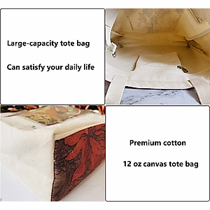 HaoHakka Tote Bag Aesthetic, Canvas Graphic Trendy Cute Tote Bags with Zipper Pockets (Alphonse Mucha) Beige