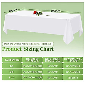 12 Pack White Tablecloths for Rectangle Tables Stain and Wrinkle Resistant Washable Polyester Tablecloth 60 x 102 Inch Table Cloth Rectangle Table 6 Foot Rectangle Table Cloth for Wedding Party