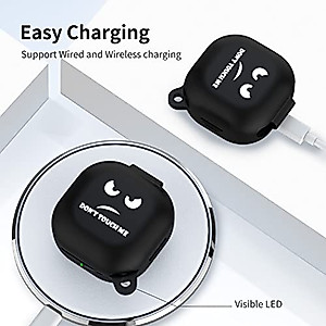 CACOE Silicone Case for Samsung Galaxy Buds 2 Pro (2022)/ Samsung Galaxy Buds Pro (2021)/Galaxy Buds 2/Galaxy Buds Live（2020,Funny Cute Protective Earbuds Case Cover with Keychain (Black)