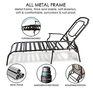 Kozyard Maya Chaise Lounge - Outdoor Patio Recliner Chair, Comfortable Patio Lounge Chair, Elegant Chaise Lounge Chair for Relaxation, Perfect Outdoor Recliner Chair (Tan)