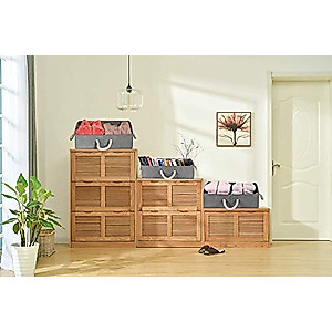 YCOCO Large Storage Basket Bin Set [3-Pack] Storage Cube Box Foldable Canvas Fabric Collapsible Organizer With Handles For Home Office Closet Toys Clothes Kids Room Nursery,Grey