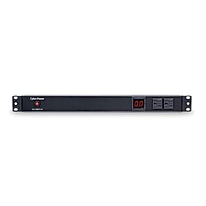 CyberPower PDU15M2F12R Metered PDU, 100-125V/15A (Derated to 12A), 14 Outlets, 1U Rackmount, 15 Foot Power Cord