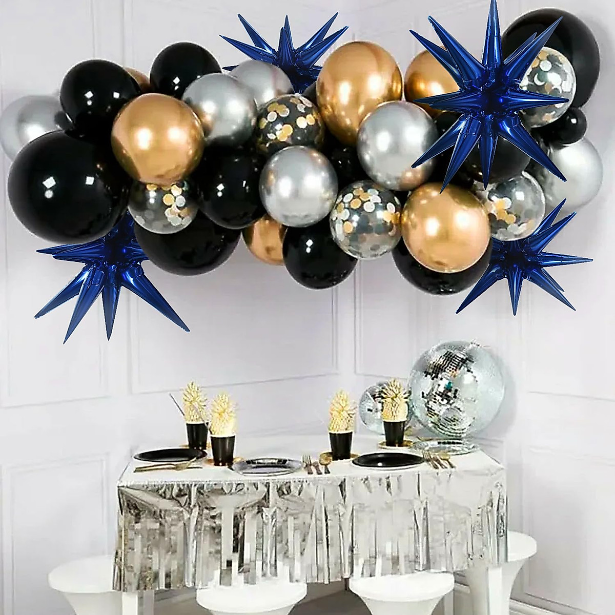 TONIFUL 8 Pcs Navy Blue Star Foil Balloons Large Star Balloons Blue Explosion Star Mylar Balloons for Party Backdrop Christmas New Year Birthday Wedding Baby Shower Anniversary Photo Booth Supplies