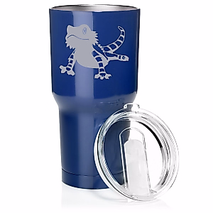 Smooth Body Tumbler Stainless Steel Vacuum Insulated Travel Mug Cup Gift Bearded Dragon Lizard (30 oz, Blue)