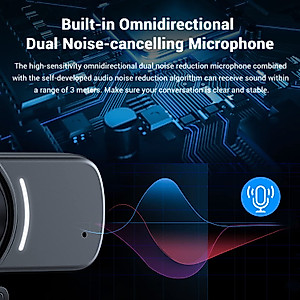 Webcam, Webcam with Microphone, 2022 New Version USB Webcams with 3D Denoising and Automatic Gain, Plug & Play 1080p Webcams for Video Calling, Online Classes &Video Conference