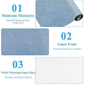 Boocalny 4 Rolls Book Cloth for Book Binding, 40 x 16 in Fabric Surface Paper Backed Book Cover, Weave Book 2 Colors Bookbinding Cloth for Adult DIY Book Scrapbooking, Album Cover （Pink and Blue）