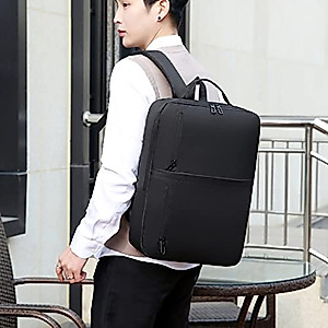 HUVORA Laptop Backpack, Business Slim Durable Backpack with USB Charging Port,Water Resistant Fits 15.6 Inch Notebook (Black)