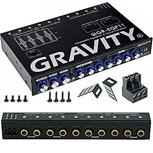 Gravity GR-EQP11 Digital Bass Machine 1/2 Din 9V 4-Way Car Parametric Equalizer w/Front, Rear + Sub Output and Night Illumination