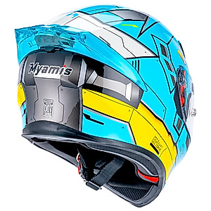 Myamis K5 Motorcycle Helmets Adult Full Face Men Womens Helmet DOT Certified (Blue Challenger, M)