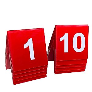 Table Numbers 1-10 Double Side White Numbers on Red Acrylic Table Numbers Table Tent Numbers For Wedding Reception