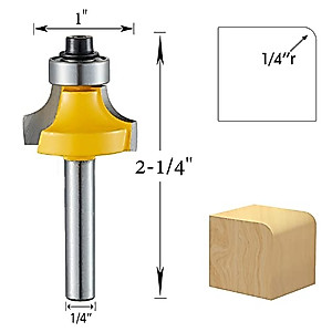 Yueqing Zhongji roundover Router bit 1/4 Shank Router bits 1/4 Shank 1/4-Inch Shank Roundover Edging Router Bit Set，Corner Rounding Edge Forming Bit Set， 1/8", 1/4", 3/8", 1/2" Radius (4 Pack)