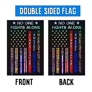 FANDEER No One Fights Alone First Responders Flag Garden Flags Decorative Outdoor Flags Simple and Light 12 X 18 Inches Double Sided