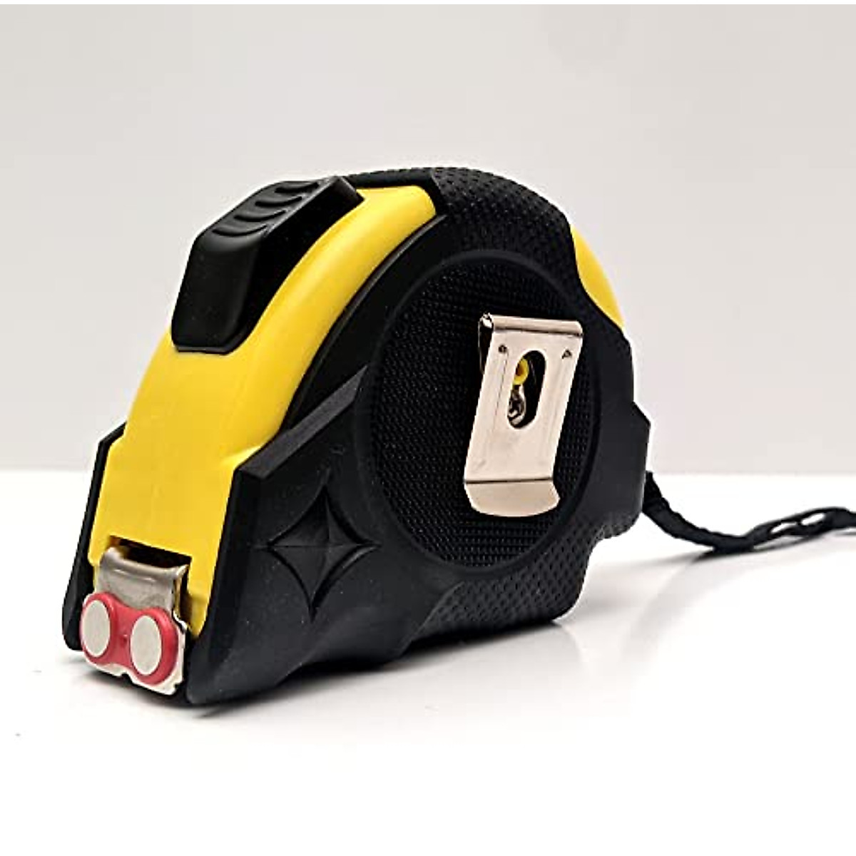 Jet Swet 25-FT Tape Measure Inches & Feet | 1/8" Fractions Marked 1/32" Precision | Auto-Lock Pull to Stay, Magnetic Tip, Retraction Brake, Pro-Grade Heavy Duty, Durable Rubber, Stud Mark Every 16"