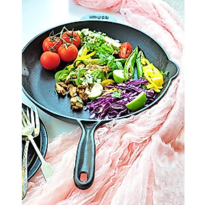 IMUSA USA 12" Cast Iron Skillet with Helper Handle for Indoor & Outdoor