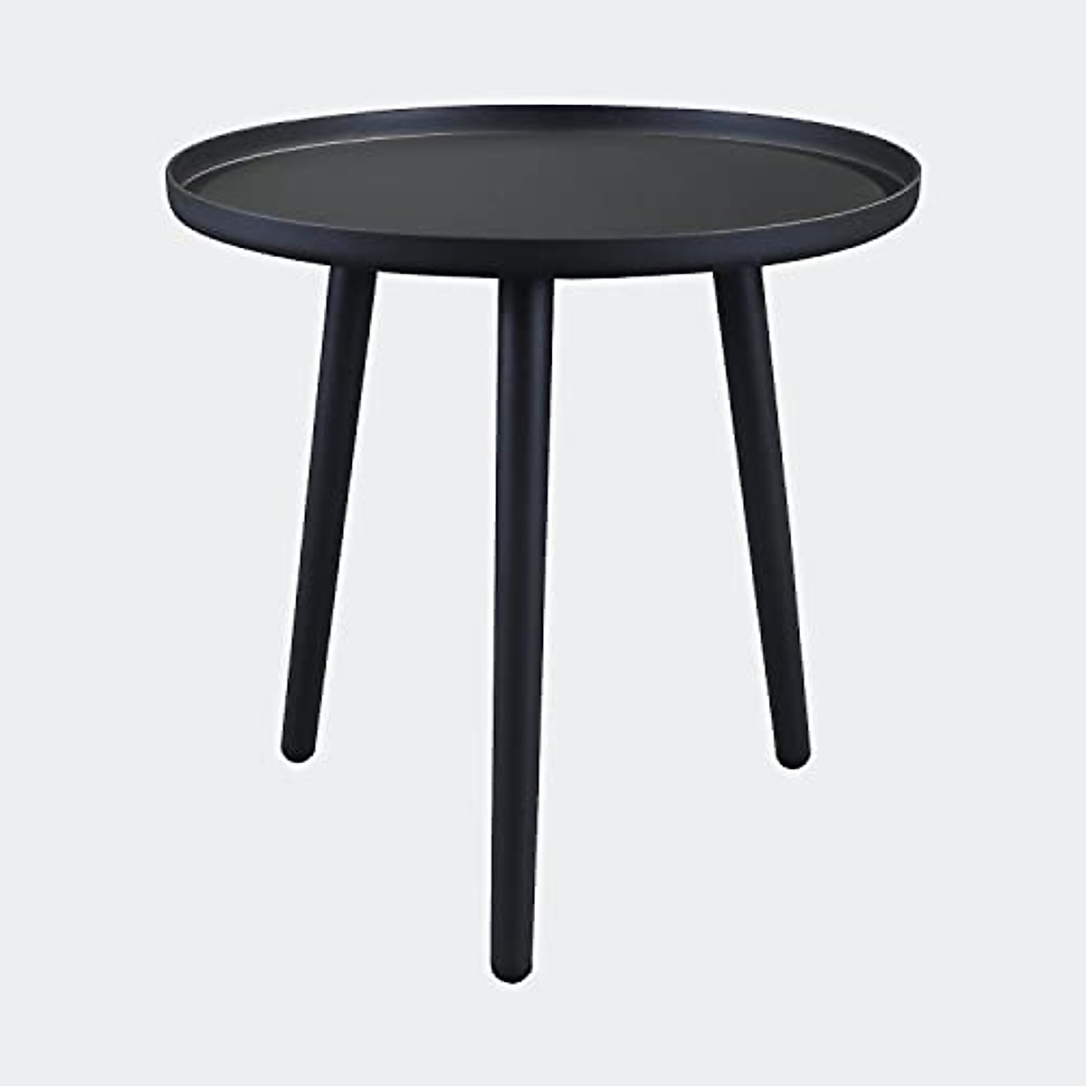 PRIVATE GARDEN Outdoor Coffee Side Table Aluminum End Table Rust-Resistant 3 Legged Modern Small Table for Living Room Bedroom Patio Garden (Black,S)