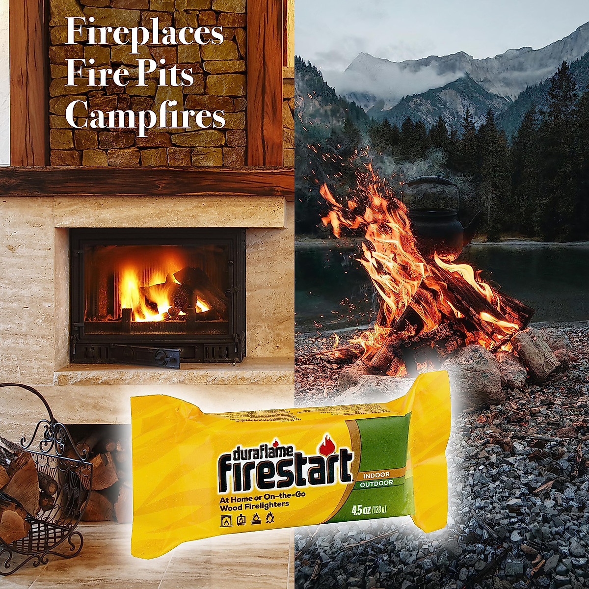 Fire Starter for Indoor and Outdoor Use - Quick Ignition Fire Logs for BBQ, Fireplace, Fire Pit and Campfires (24 Pack) - Fire Starters for Campfires