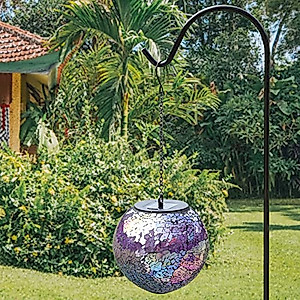 Solar Hanging Lantern Solar Outdoor Lanterns Mosaic Gazing Ball Outdoor Hanging Lights Outdoor Lights Waterproof Garden, Patio, Pathway & Yard Décor (Purple)