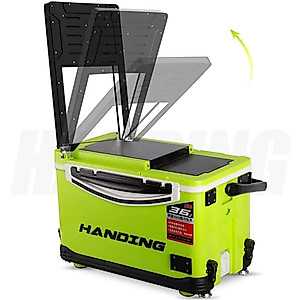 Fishing Box, Portable 36L Full Set of Ultra-Light and Multi-Functional Table Fishing Box with Hidden Backrest, Four-Leg Lift, for Outdoor Camping Competition