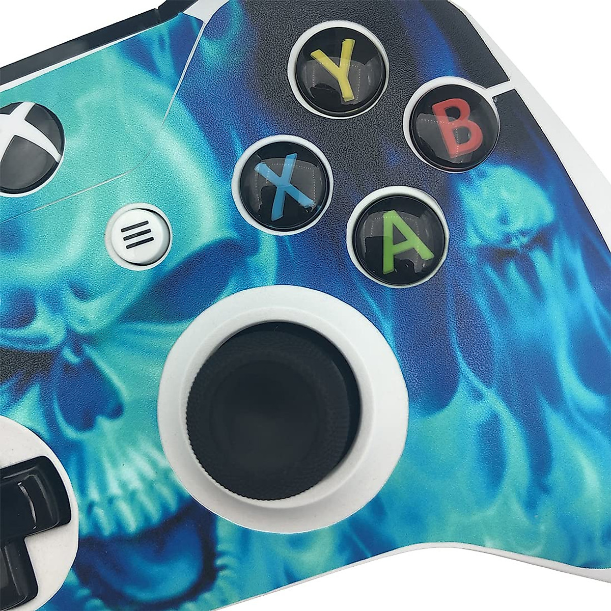 UUShop Protective Vinyl Skin Stickers for Microsoft Xbox One S with Two Free Wireless Controller Decals Blue Flame Fire Skull