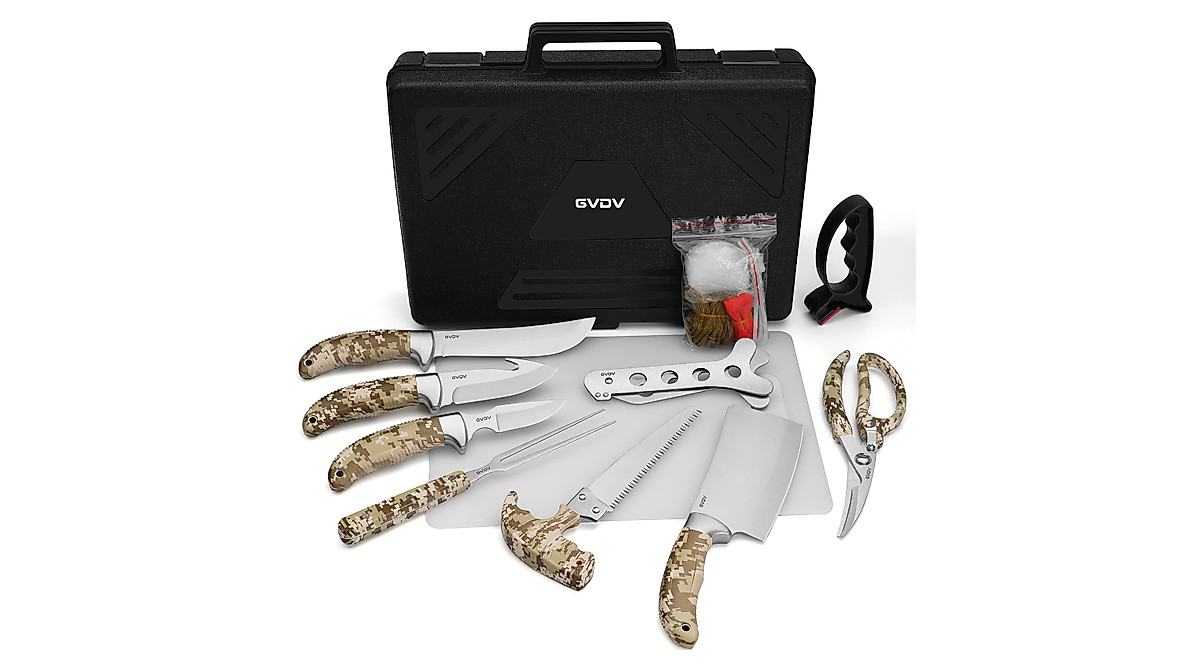 GVDV Hunting Knife Set - 15-Piece Premium Game Processing Kit