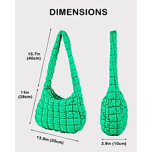 Rejolly Puffer Quilted Shoulder Bag for Women Puffy Bubble Tote Bag Lightweight Nylon Handbag Padded Soft Purse Green
