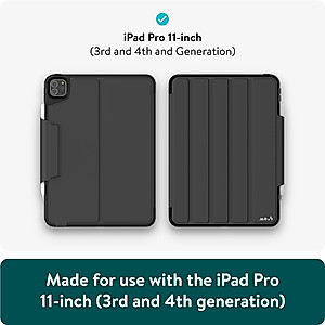 Mous iPad Pro 11 inch (3rd/4th Gen) Case with Pencil Holder, Integrated Stand, and AiroFoam Protection [Black, Portable Electronic Device Cover]