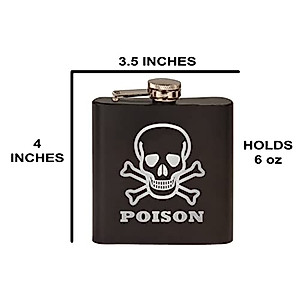 Rogue River Tactical Funny Poison Skull and Crossbones Stainless Steel Hip Flask Premium Matte Black Makes a Great Gift For Him Dad Father Gag Joke Gift