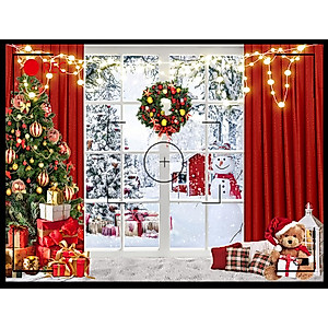CHAIYA 7X5FT Winter Snow Christmas Trees Backdrop for Photography and Family Party - New Year Celebration Background