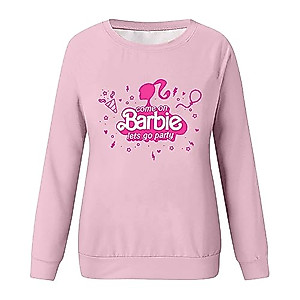 ANNAPU Come On Let's Go Party Sweatshirt Women Trendy Girls Shirt Cute Bachelorette Pullover Fall Casual Holiday Tops Pink