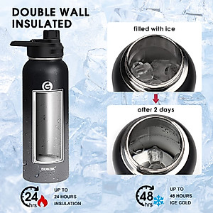 40 Oz Insulated Water Bottle With Straw & Paracord Handles & 3 Lids, Leak Proof Metal Water Jug, Hot Cold Stainless Steel Thermal Water Bottles, Half Gallon Large Water Flask for Sports, Gym