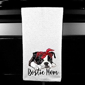 Bostie Mom, Boston Terrier Microfiber Kitchen Hand Towel Gift for Dog Lover