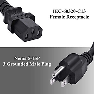 Aurum Cables UL Approved 6 Feet Universal Computer Monitor Power Cord, C13 Power Cable for Monitor, PC, Desktop, Printer, Scanner, 18 AWG NEMA 5-15P to IEC13 (6 Ft - 5 Pack)