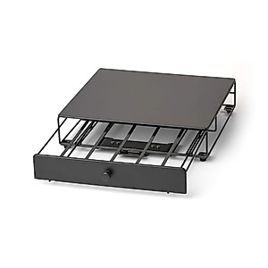 Nifty Rolling Coffee Pod Drawer – Black Finish, Compatible with K-Cups, 36 Pod Pack Holder, Compact Under Coffee Pot Storage Drawer, Slim Home Kitchen Counter Organizer