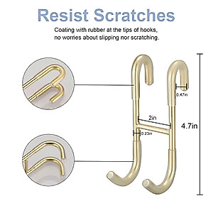 BWE 2 Pack Shower Door Hooks,304 Stainless Steel Over Door Hooks,Towel Hooks for Bathroom Frameless Glass Shower Door 0.47"(12mm),Drilling-Free Hanger Shower Hooks,Brushed Gold