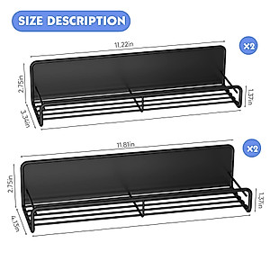 Mirfane 4 Pack Magnetic Spice Rack - Movable Magnetic Spice Rack for Refridgerator, Magnetic Shelf for Spice Storage, Space Saver for Refrigerator and Microwave Oven, Metal Black