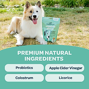 Dog Allergy Chews with Probiotics | Seasonal Allergy Chews for Dogs with Wild Alaskan Salmon Oil & Colostrum | Environmental Dog Allergy Support | NASC Certified & Made in The USA | 90 Chews