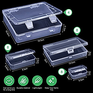 Leelosp 28 Pieces Mixed Sizes Small Storage Containers Rectangular Plastic Organizer Box Clear Bins Lids Empty Crayon Boxes Case Hinged for Item Organizing
