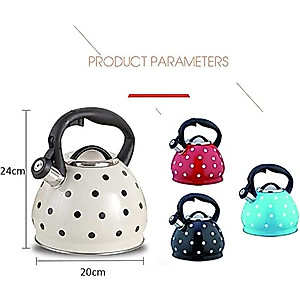 Tea Kettle Stovetop Whistling Teapot 304 Stainless Steel Whistling Kettle 3L Teapot Thickened Three-Layer Composite Bottom Whistle Kettle Stove Top Kettle (Color : Red, Size : 3.4L)