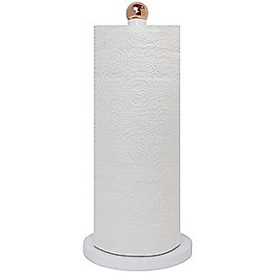 Blue Donuts Paper Towel Holder Countertop with Weighted Base - Easy One-Handed Tear Paper Towel Holder, Modern Paper Towel Holder, Paper Towel Dispenser Countertop, White