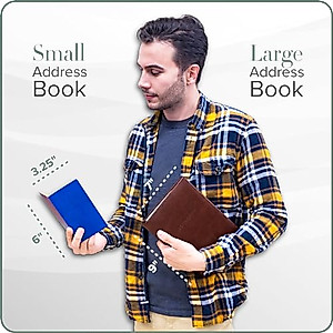 Gallery Leather Small Address Book with Alphabetical Tabs up to 403 Records, Leather Notebook Hardcover, Telephone and Address Books - 6 x 3.25 ", Key West Turquoise