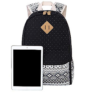 Sugaroom Backpack for Girls, School Backpack Canvas Dot Backpack Bookbags Teen Girls Backpacks Set