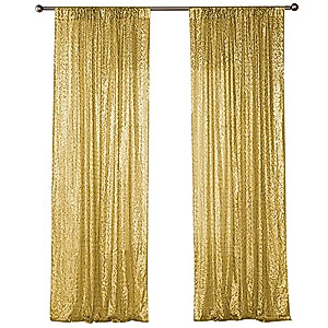 Sugargirl Gold Sequin Backdrop Curtain 2 Panels 2FTx8FT Glitter Gold Background Drapes Sparkle Photography Backdrop for Party Wedding Birthday Wall Decoration
