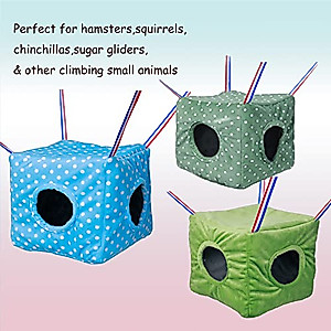neolun Ferret Cube Hammock Hanging Bed for Ferrets Rats Chinchilla Sugar Gliders or Other Small Animals with Lace Trim(Light Blue)