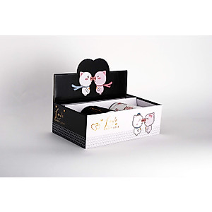 Hinomaru Collection Sweet Love Pig Couple Pair Mug Passion Piggies Kissing Matching Companion Mug Set Pack of 2 With Stirring Spoon (Black White)