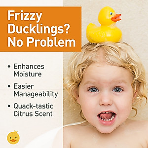 FuzzyDuck Kids Conditioner, All Hair Types, Moisturizer, made w/Aloe, Sea Botanicals & Honey that reduces Frizz, increases Moisture Content & Manageability for Smooth & Silky Hair-Citrus Medley, 8oz