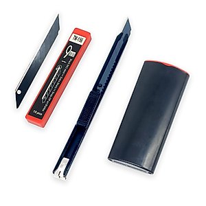 GWEITOOL Utility Knife Retractable with 30 Degree Black SK2 Steel Blades 9mm,Cutting Knife with Snap-Off Blade Container for Cutting Carboard,Boxes and Home,Office,Craft Use